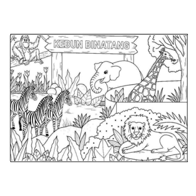 Jual Gambar mewarnai Kebun binatang | Shopee Indonesia