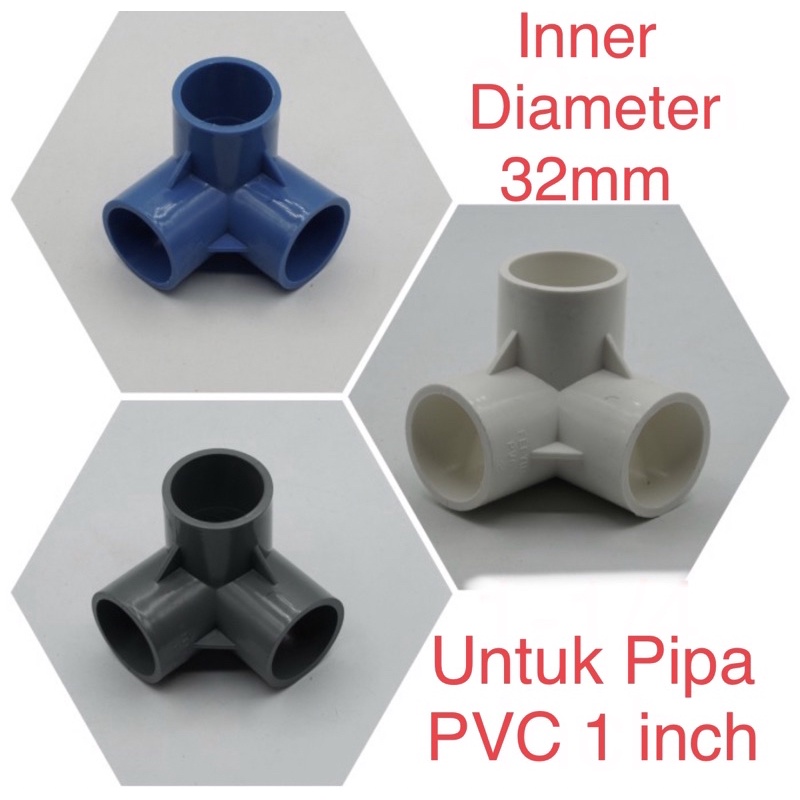 Jual Fitting 3 Way Arah T Tee Elbow Sudut Inner Diameter 32mm for 1 ...