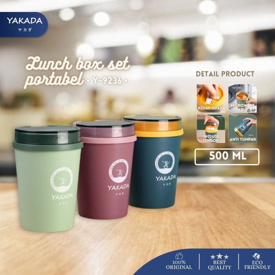 Jual YAKADA LUNCH BOX SET CANGKIR ANTI TUMPAH 500 ML| Y-926 | Shopee ...