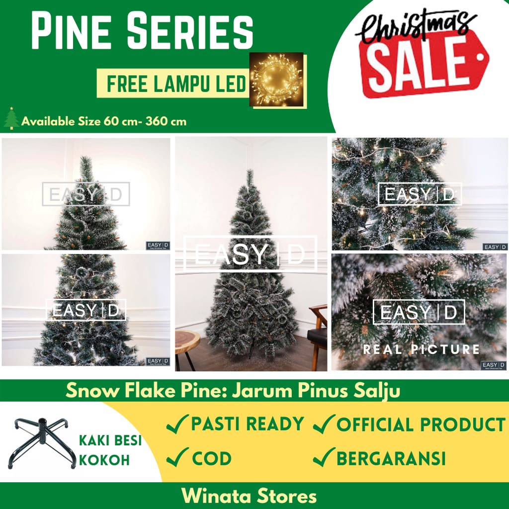 Jual Pohon Natal Berkualitas Tipe SNOW FLAKE PINE TREE ukuran 5 FT 1,5 ...