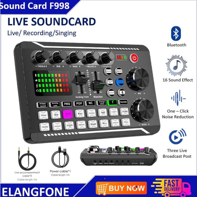 Jual Live Soundcard F998 Live Audio Mixer Broadcast Recording Karaoke | Shopee Indonesia