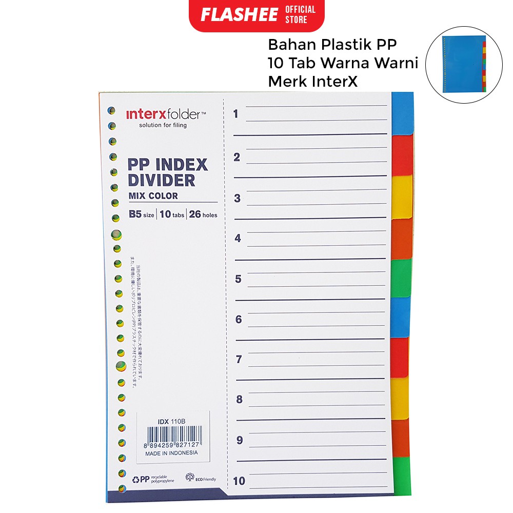 Jual Flashee Pembatas Binder B5 Warna Warni Divider Buku InterX Rainbow ...