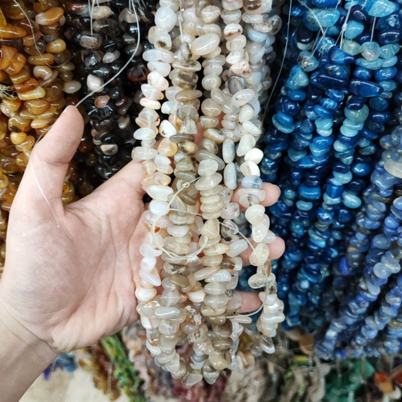 Jual (ND) batu kerikil/batu pecahan alam warna cream 25pcs | Shopee ...
