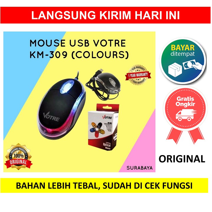 Jual MOUSE VOTRE USB OPTICAL KM-309 KM 309 KM309 Laptop Komputer PC ...