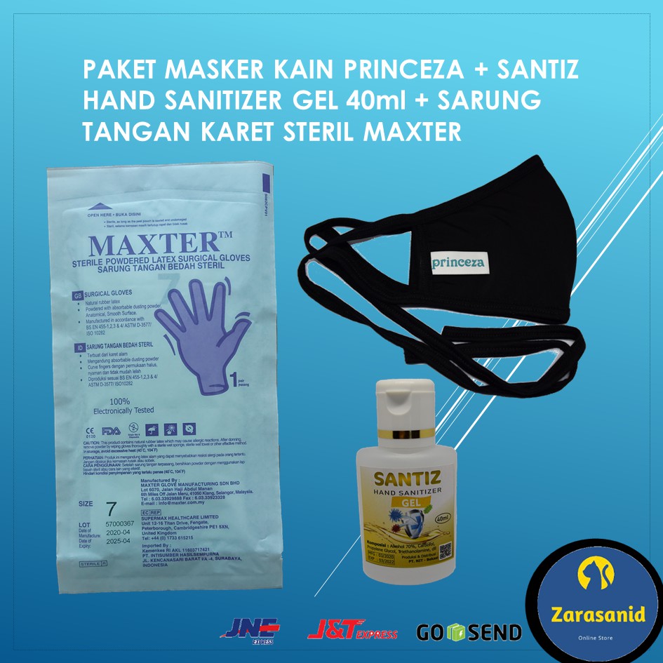 Jual PAKET MASKER KAIN PRINCEZA SARUNG TANGAN KARET STERIL MAXTER ...