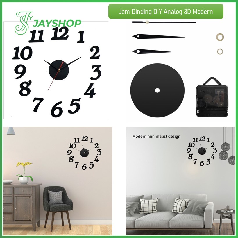 Jual Jam Dinding Tempel DIY Analog 3D Modern Wall Clock | Shopee Indonesia