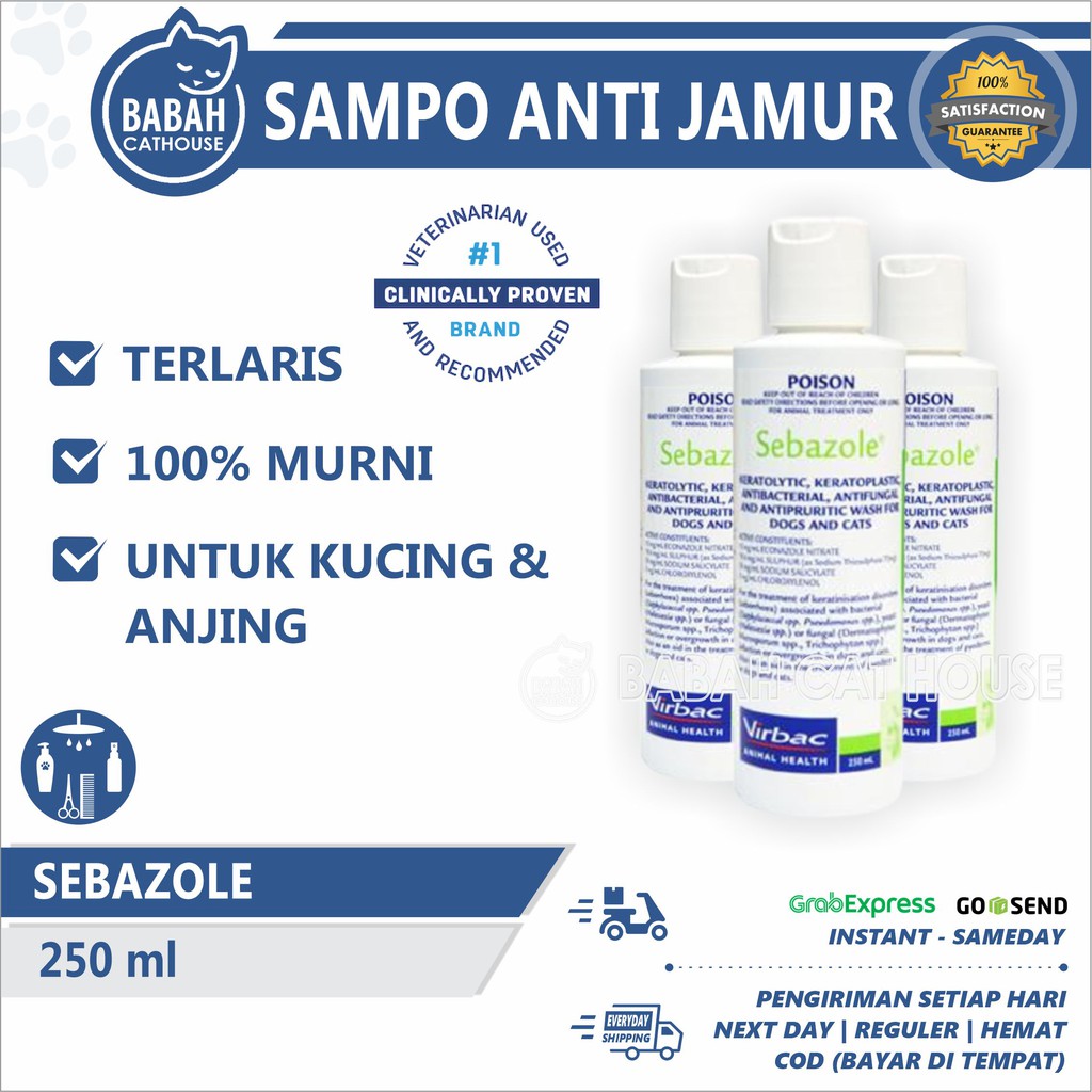 Jual SEBAZOLE BOTOL 250ml Shampo Kucing Anti Jamur Sampo Virbac Shampoo ...