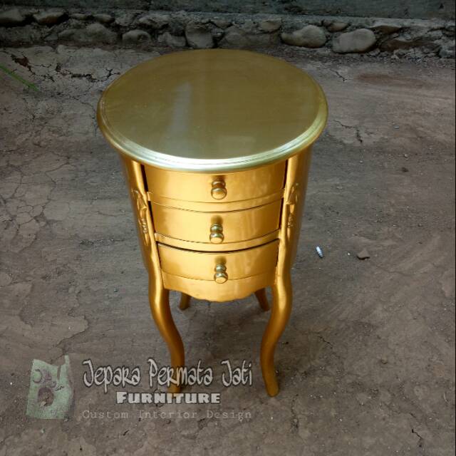 Jual Bedside / Nakas cempolong gold luxury ( nakas cumi, meja cumi ...