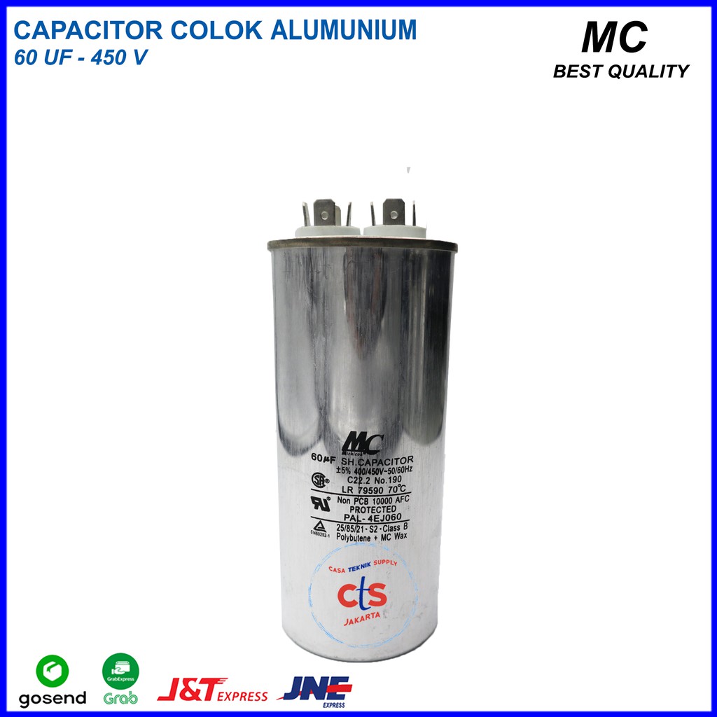 Jual Kapasitor (Capacitor) AC 60 uf - 450V Aluminium (Spare Part AC ...