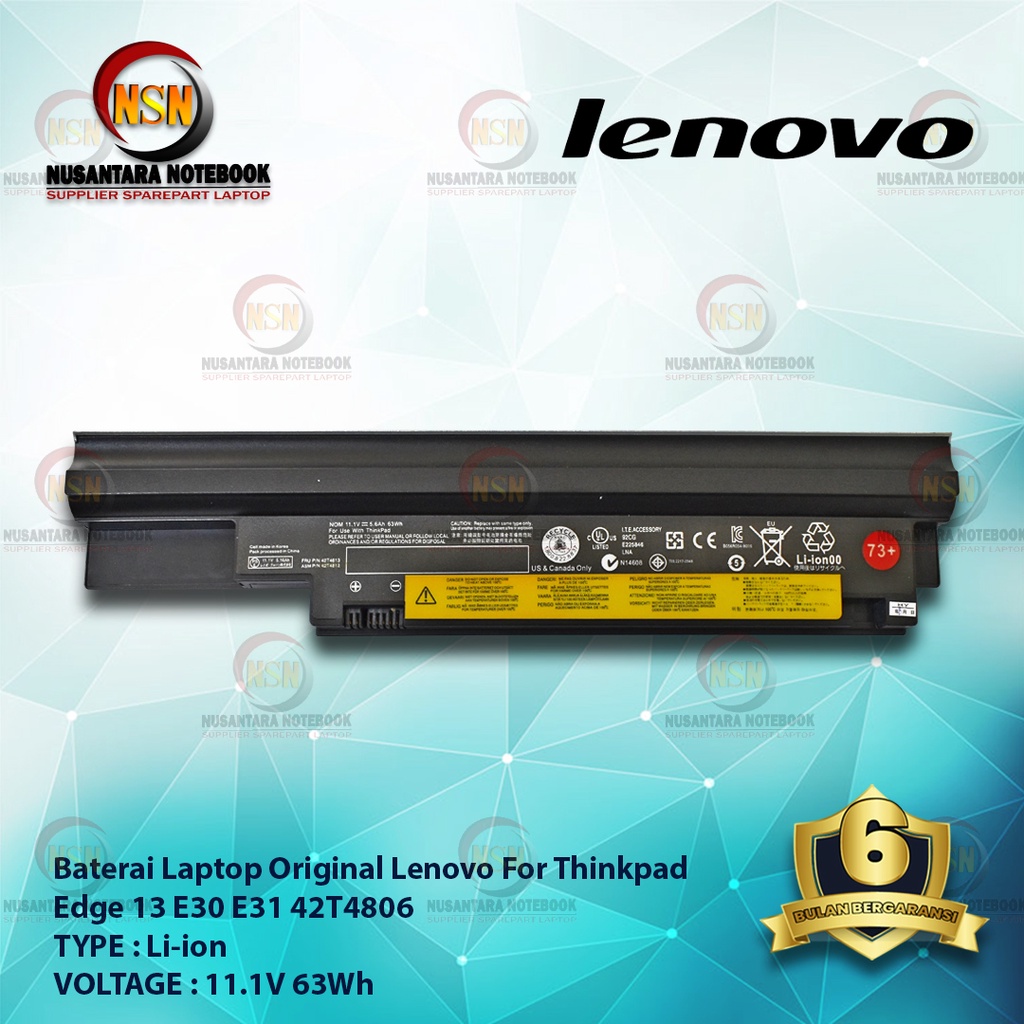 Jual Baterai Original Laptop Lenovo THINKPAD EDGE 13 E30 E31 42T4806 | Shopee Indonesia
