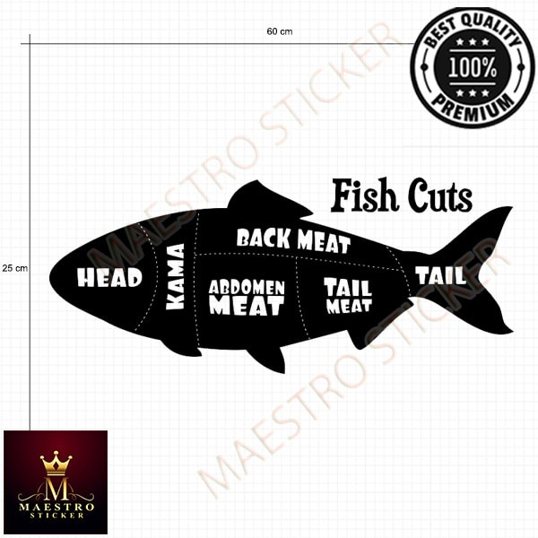 Jual Stiker Diagram Daging Ikan 60cm Dinding Kaca Wall Sticker Seafood ...