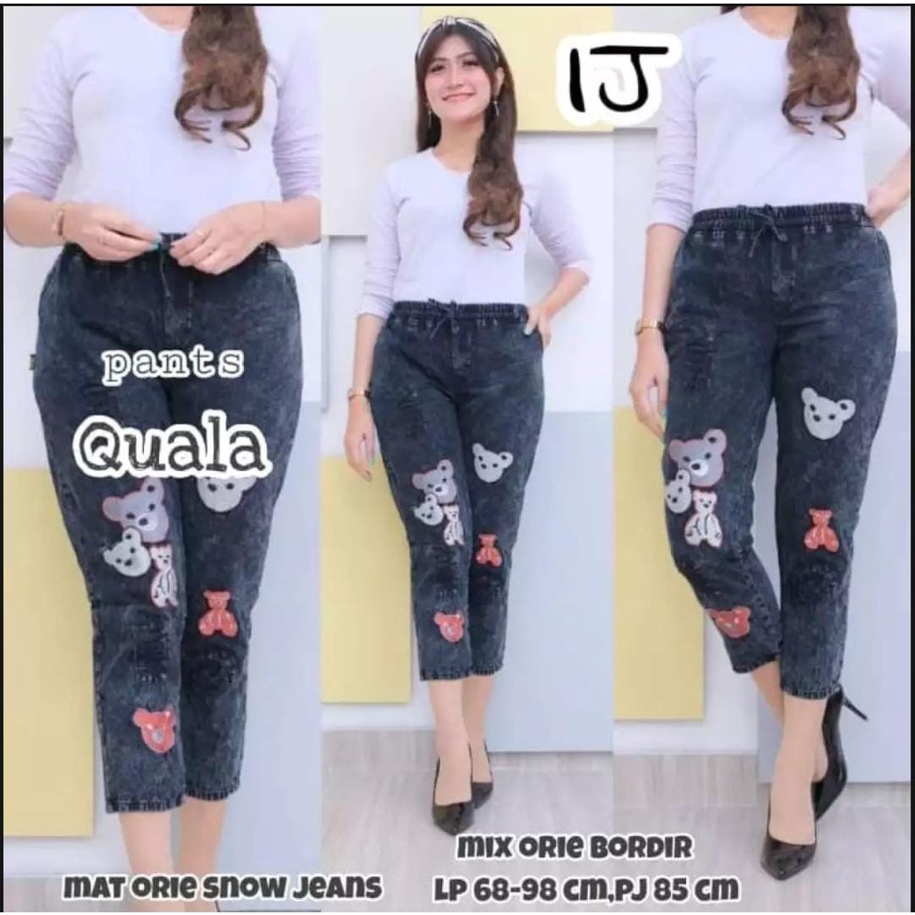 Jual KIKI JEANS WANITA BORDIR BUNGA KUPU LOVE PANTS PITA QOALA TERBARU ...