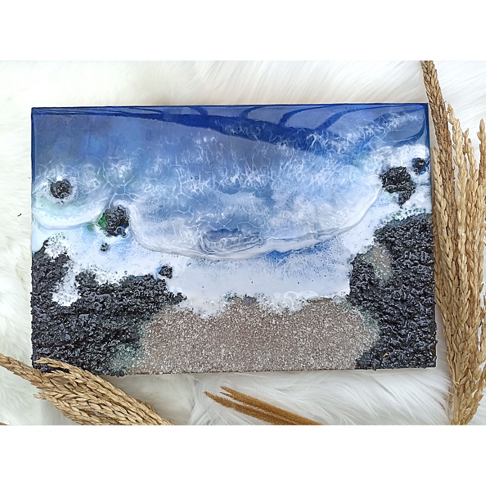 Jual Resin Art, Square, 20x30 cm, Gift, Hampers, Beach Theme, White ...