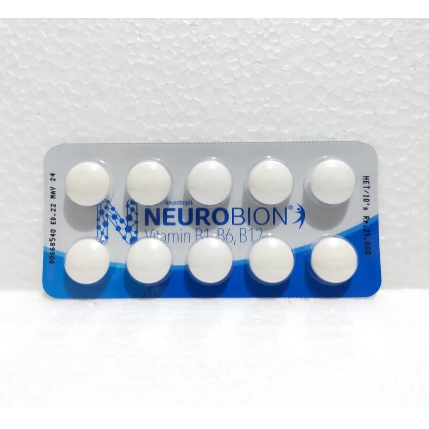 Jual Neurobion isi 10 tablet Vitamin B Komplit warna Putih Biru ...