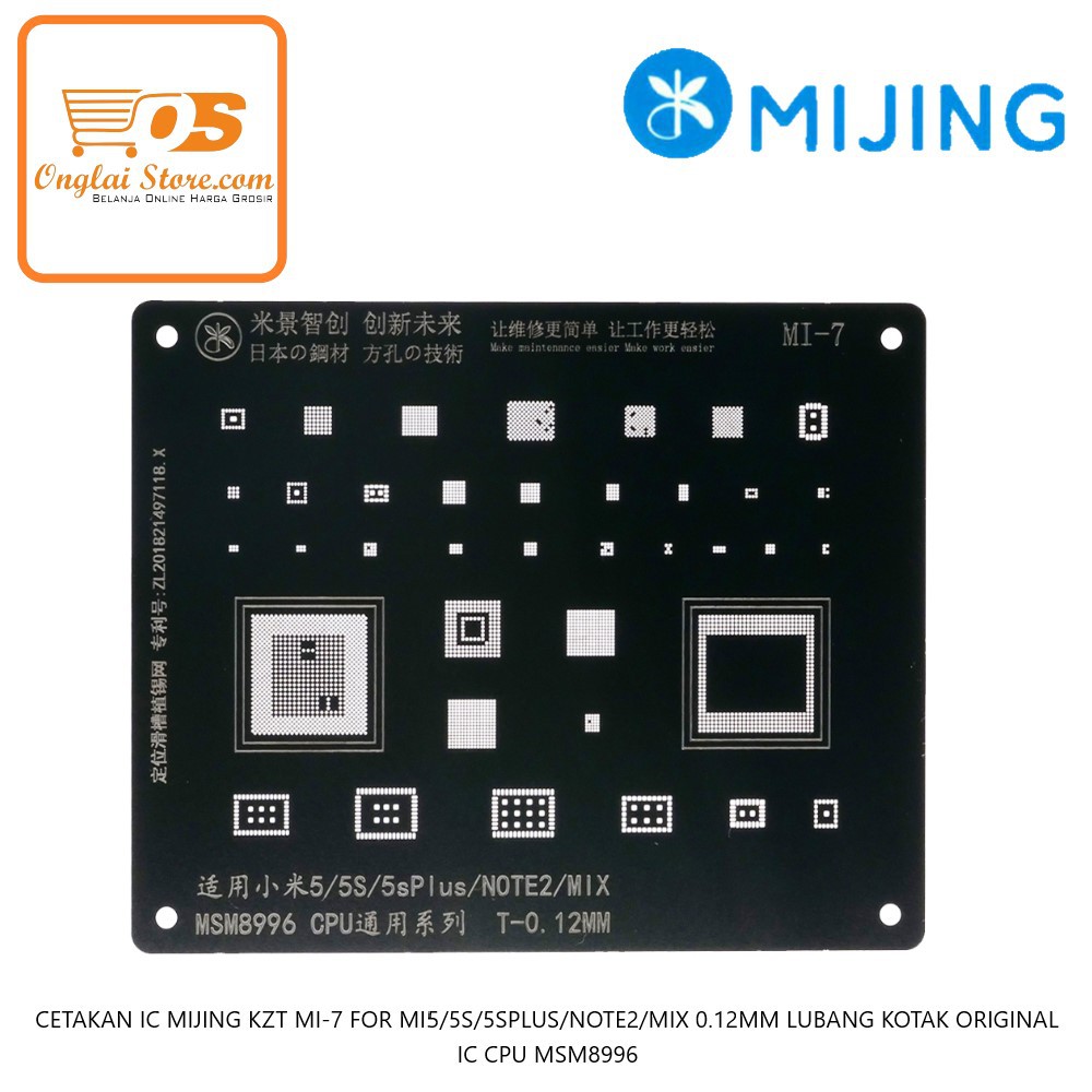 Jual CETAKAN IC MIJING KZT MI-7 FOR MI5/5S/5SPLUS/NOTE2/MIX 0.12MM LUBANG KOTAK ORIGINAL ...