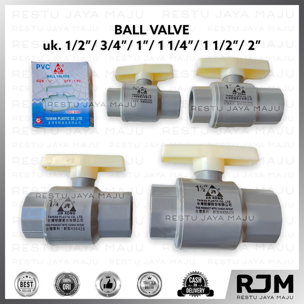 Jual JIA RONG Ball Valve PVC 2 1/2 3 4 inch Stop Kran Pipa Plastik rj | Shopee Indonesia