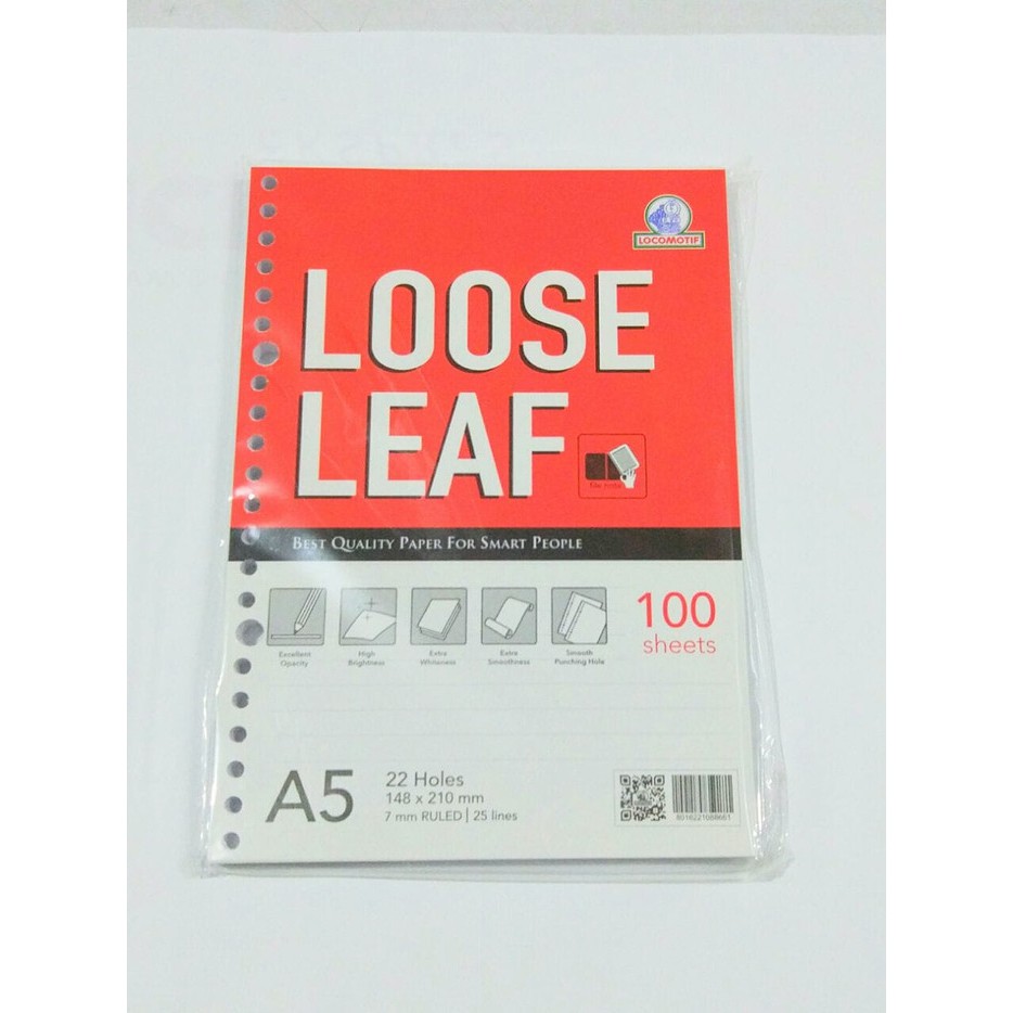 Jual READY LOOSE LEAF A5 100 SHEETS - LOCOMOTIF ISI KERTAS FILE 22 RING ...