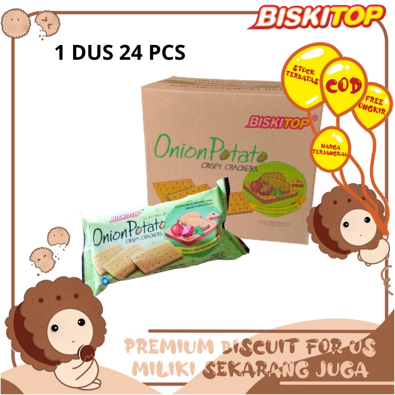 Jual BISKITOP - (1 DUS) ONION POTATO 50g Biskuit Kue Kering Anak Dewasa ...