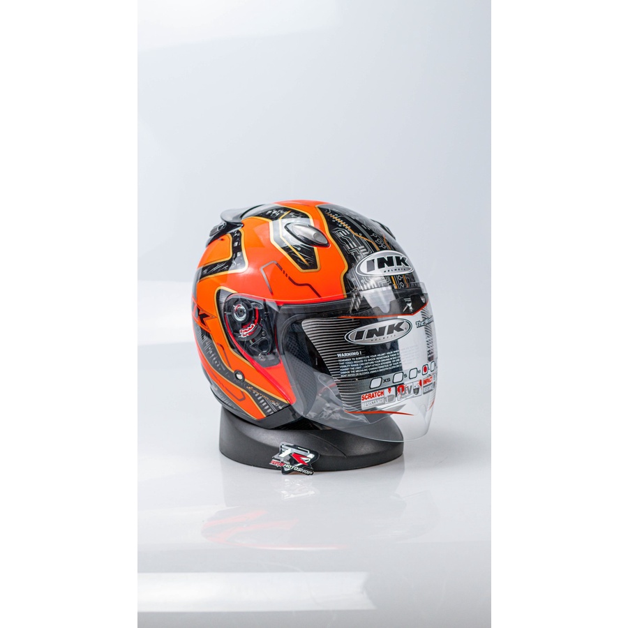 Jual HELM INK CENTRO JET SUPER FLUO #1 - RED FLUO/BLACK/GOLD (SIZE L ...