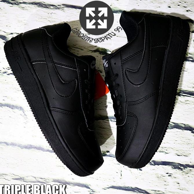 Jual SEPATU SNEAKERS PREMIUM NIKE AIR FORCE 1 ONE TRIPLE FULL BLACK ...