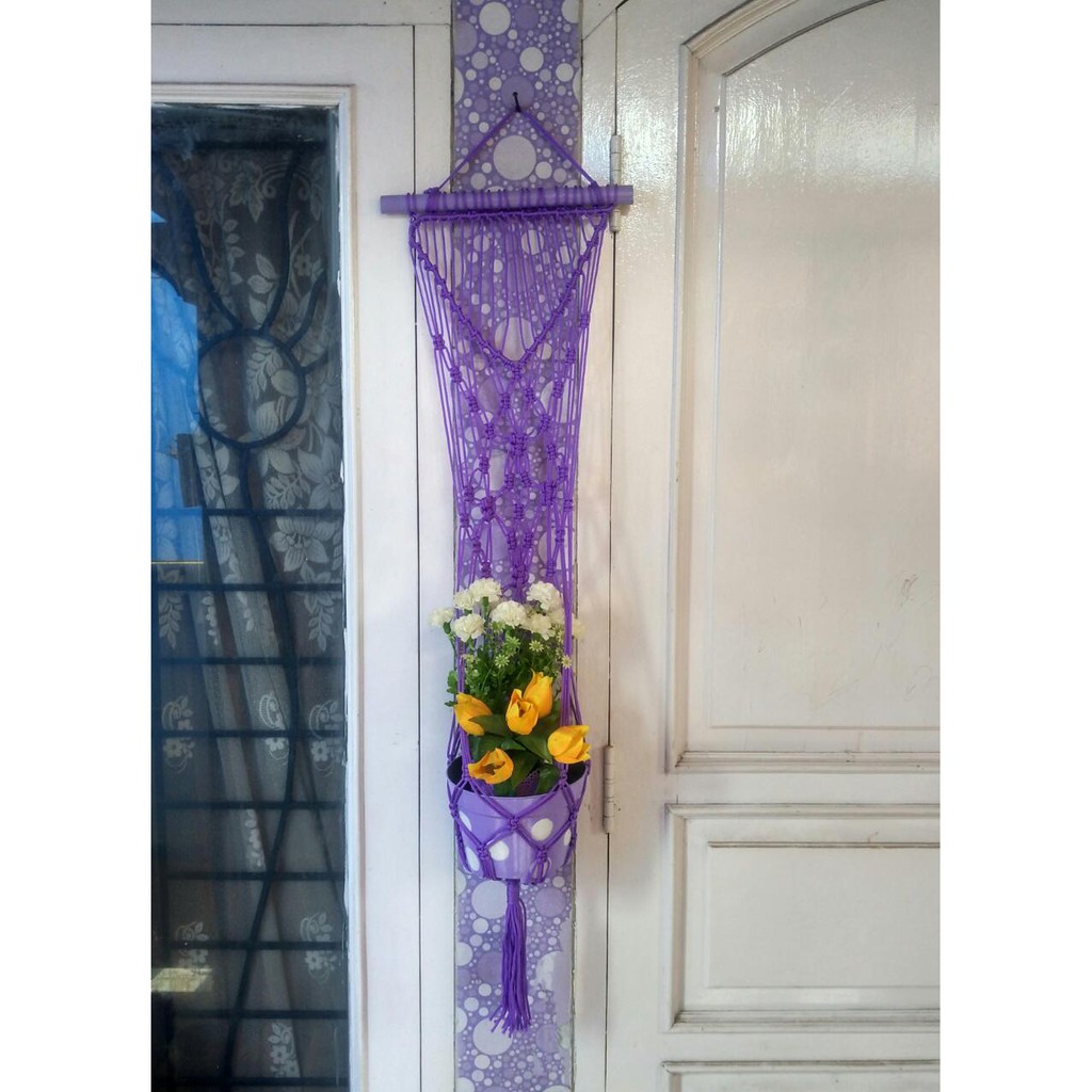 Jual pot bunga tali anyaman gantung macrame untuk tanaman | Shopee ...