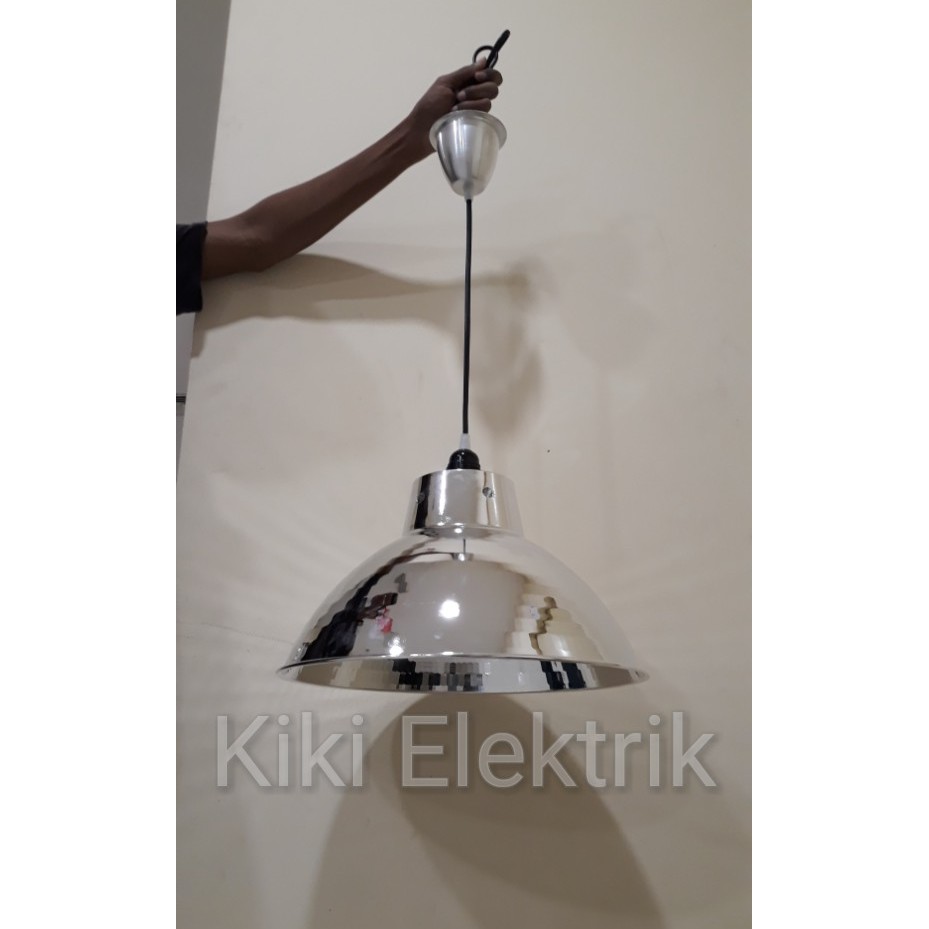 Jual Kap Lampu Gantung Industri Kilap Diameter 38 cm + Fitting E27 KOMPLIT | Shopee Indonesia