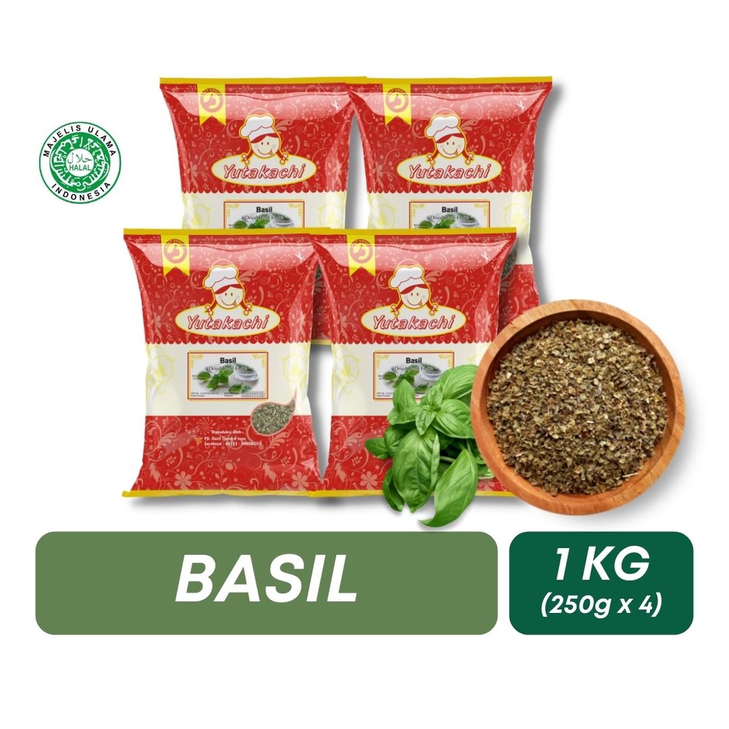 Jual Basil 1 Kg (250g x 4) Yutakachi / Dried Basil / Daun Basil Kering ...