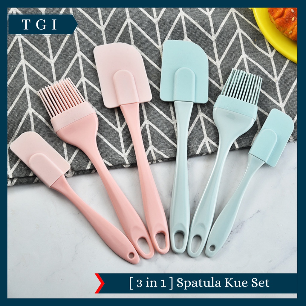Jual TGI - [3 PCS] SPATULA SILICON SET SCRAPER KUAS KUE | SPATULA SET ...