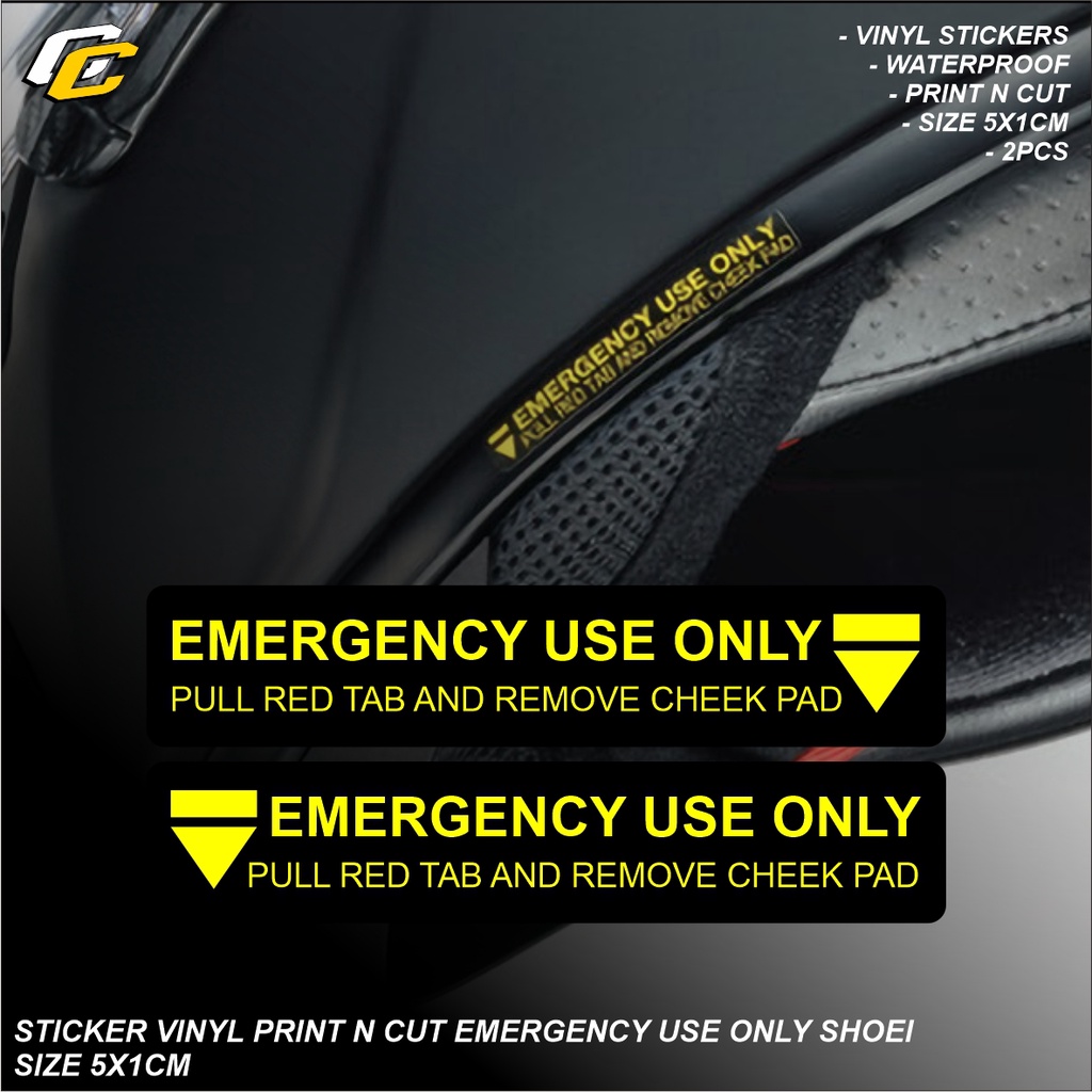 Jual STICKER EMERGENCY USE ONLY FOR CHEEK PAD HELMET STIKER HELM SHOEI ...