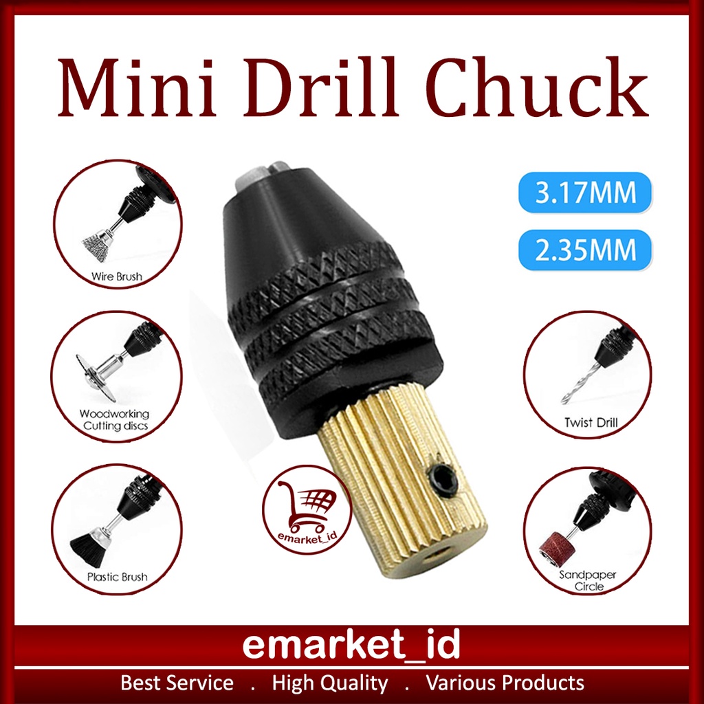 Jual Mini Drill Chuck Shaft 2.3mm or 3.17mm / Kepala Mata Bor Keyless ...