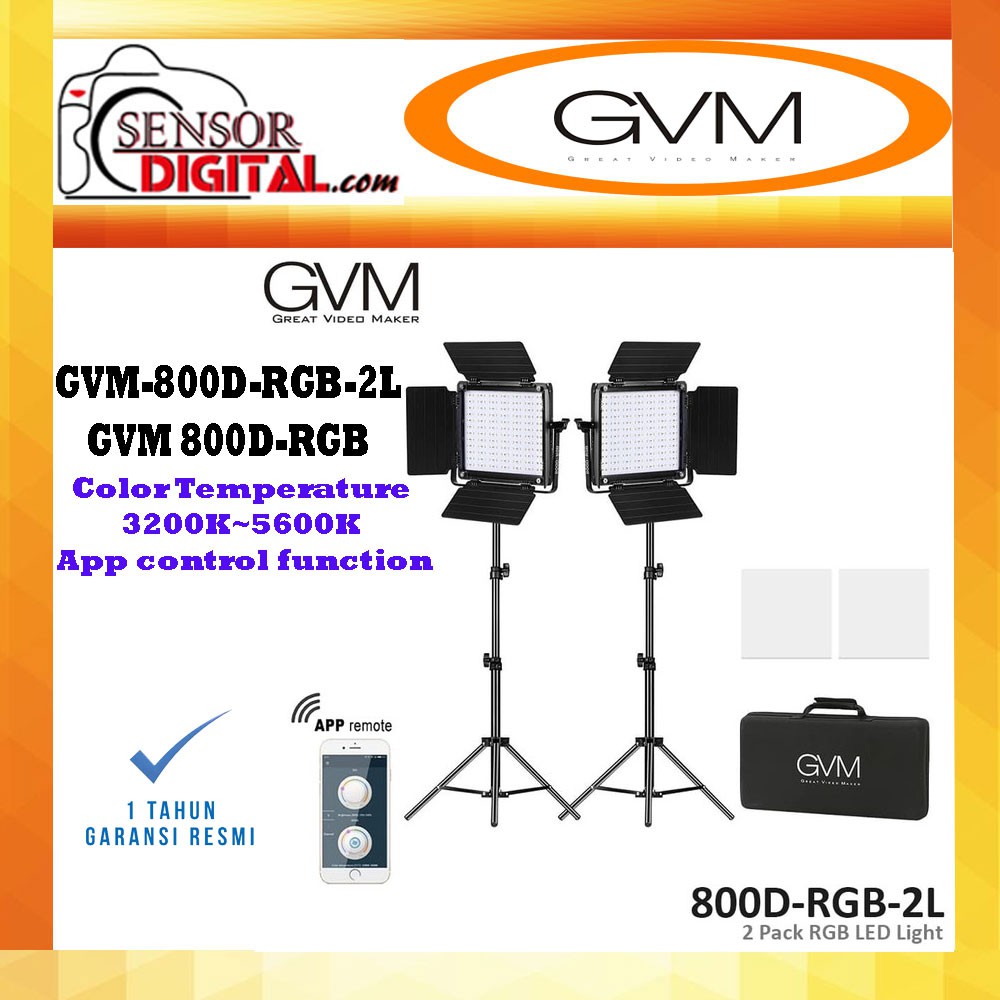 Jual Lampu Video LED Studio Vlog GVM 800D RGB 2L 800D2L Paket RESMI | Shopee Indonesia