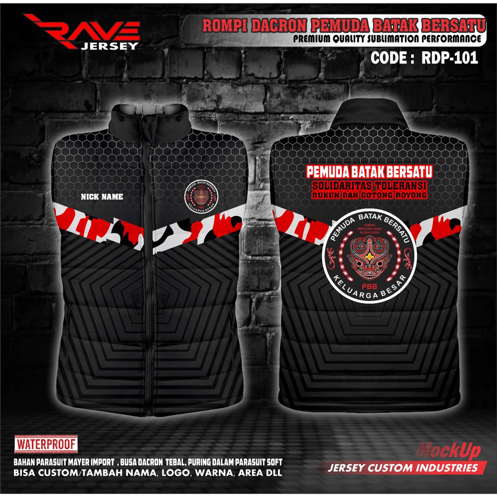 Jual ROMPI PUFFER/DACRON/GELEMBUNG PEMUDA BATAK BERSATU PBB PRINTING ...