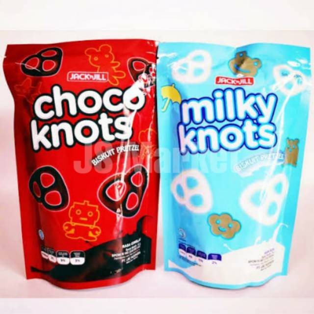 Jual JACK N JILL CHOCO KNOTS/MILKY KNOTS BISKUIT PRETZEL 55GR | Shopee ...