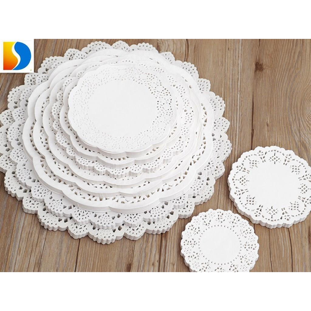 Jual kertas bulat alas kue renda paper doilies putih isi 50 pcs ...