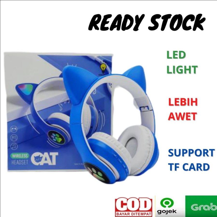 Jual HEADPHONE LED STN 28 BLUETOOTH WIRELESS HEADSET BANDO KUCING CAT EAR | Shopee Indonesia
