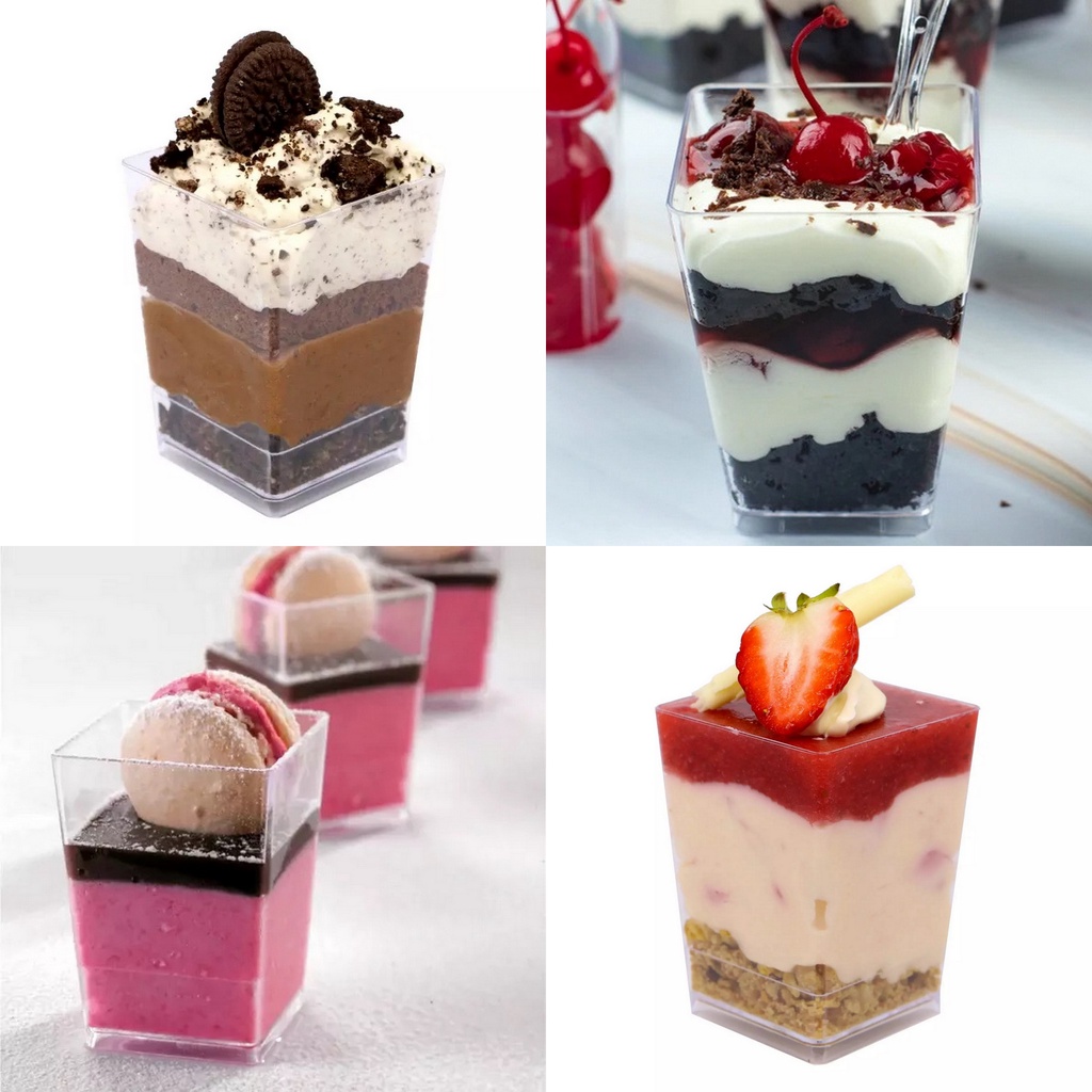 Jual Cup Jelly Pudding Kotak – Mini Dessert Cup CH 24 + Tutup (10 pcs ...