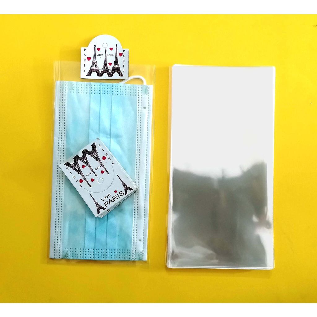 Jual 100 Set Plastik Masker Disposible Earloop dan Hang Tag Plastik Opp ...
