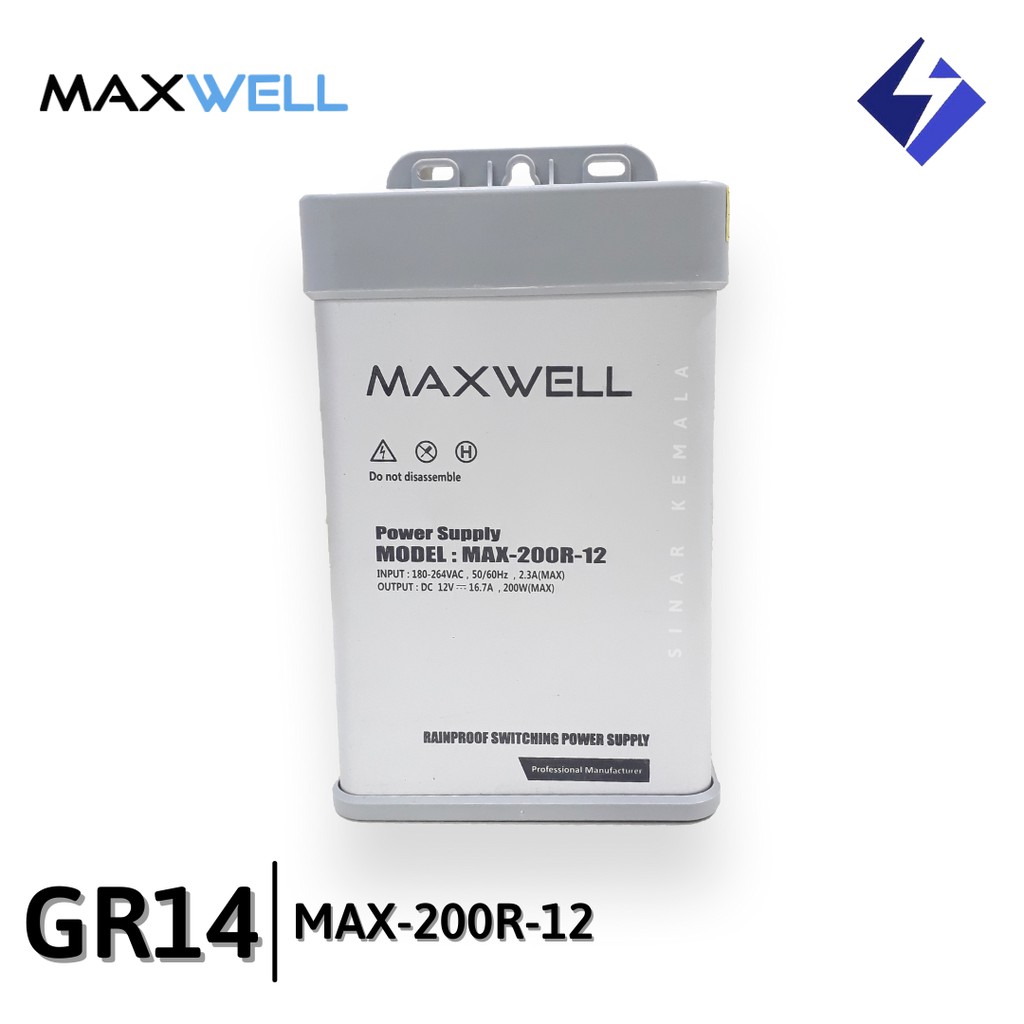 Jual MAXWELL Power Supply Rainproof 12V DC 16,7A 200W Trafo Garansi ...
