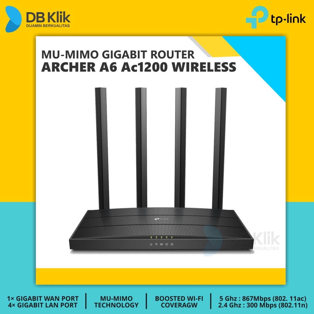 Jual Mesh WiFi Router TP Link ARCHER A6 AC1200 MU-MIMO "TPLink A6 AC ...