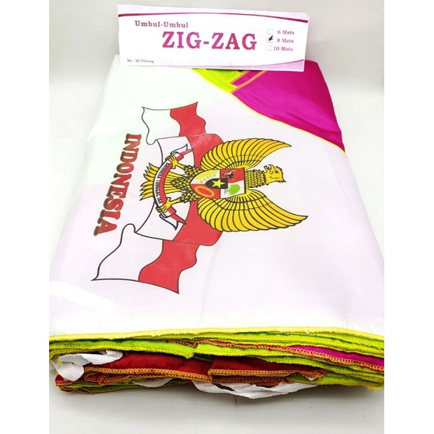 Jual Bendera Umbul Umbul Warna Warni Sablon Garuda Model 8 Mata Zigzag Sablon 4 Warna | Shopee ...