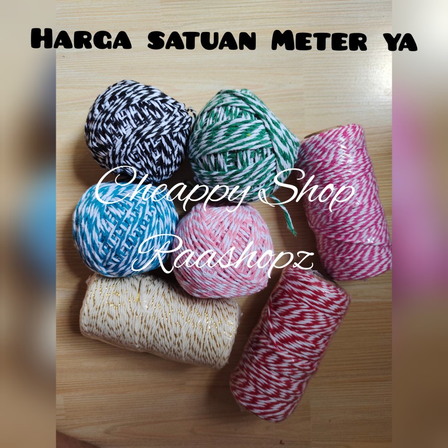 Jual 1meter Tali Merah Putih Benang hias Tali Rami Tali kotak hampers ...