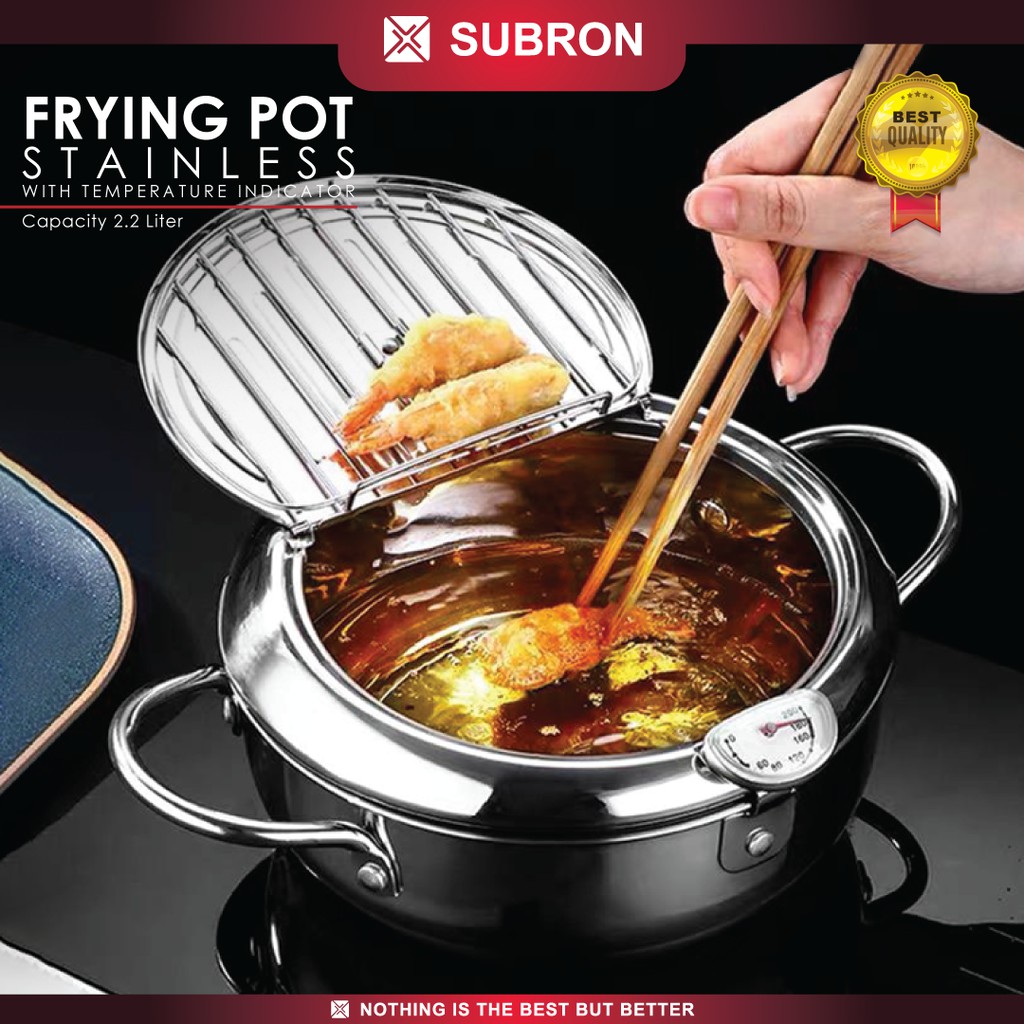 Jual SUBRON Frying Pot 2.2L Panci Stainless Goreng Tempura Udang ...