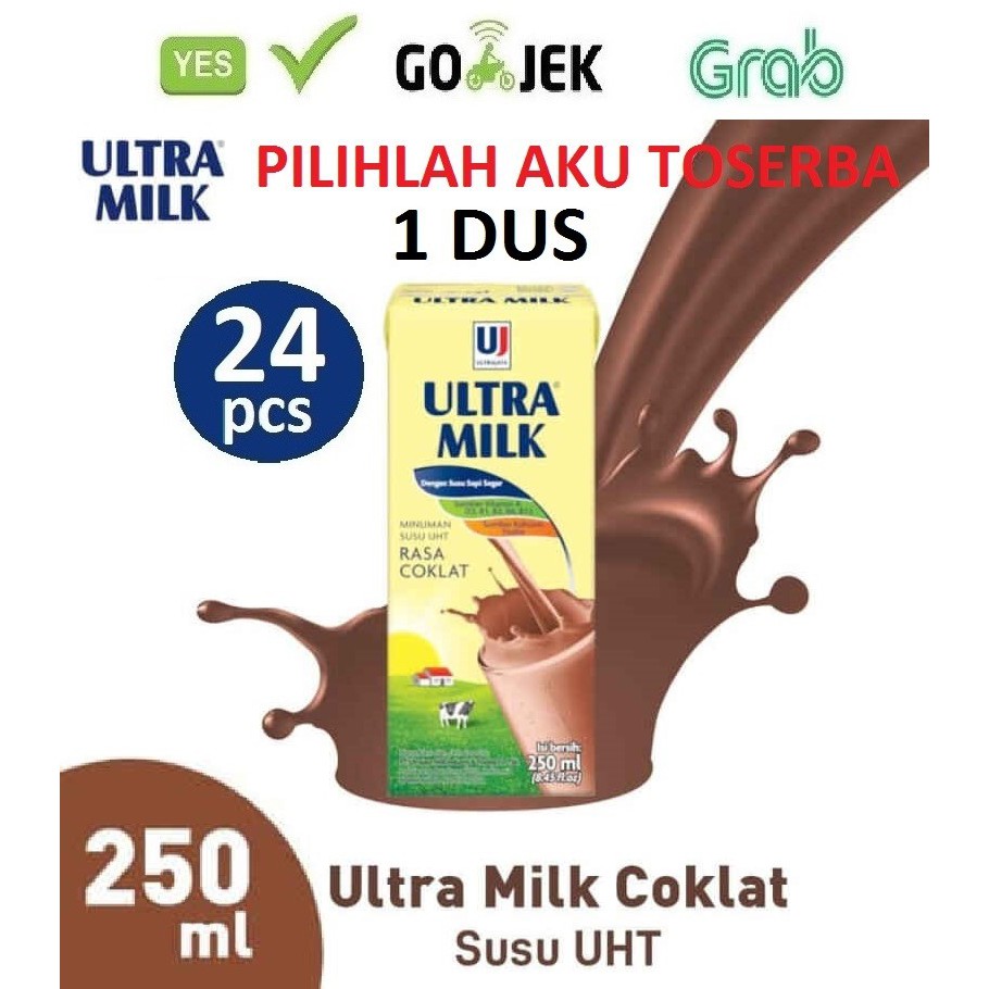 Jual Susu Ultra Coklat (Cokelat) 250 ml - 1 DUS ISI 24 pcs | Shopee ...