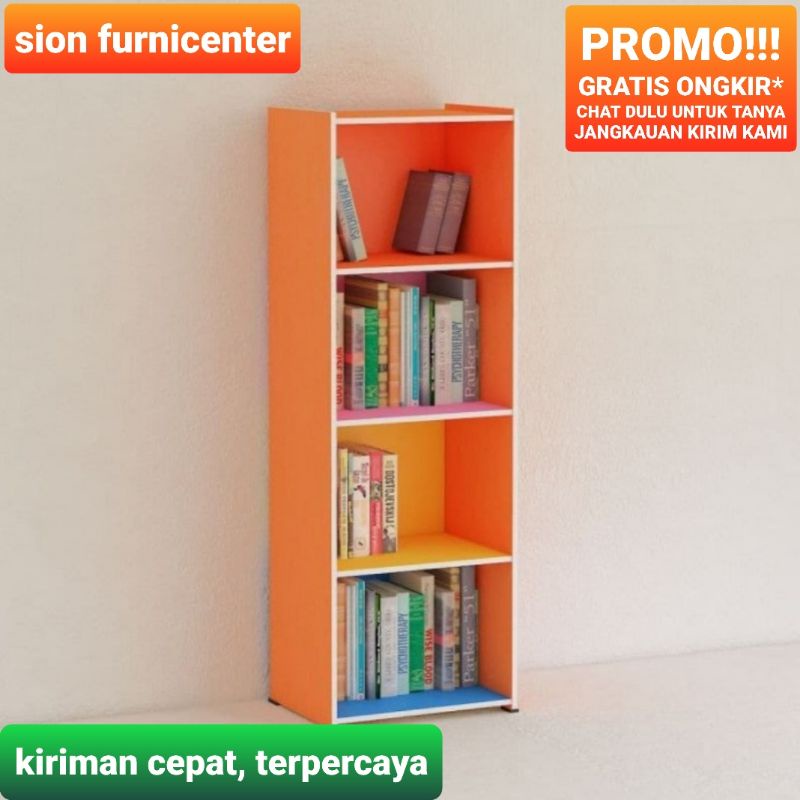 Jual Rak buku 4 susun / rak buku warna warni / rak buku 4 tingkat / rak ...