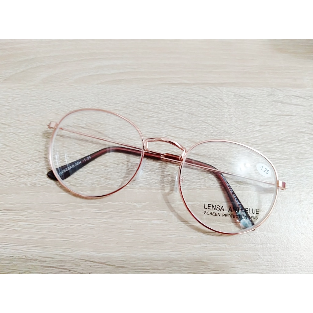 Jual baru Kacamata Minus Anti Radiasi Blue ray Frame Oval GOLD ...