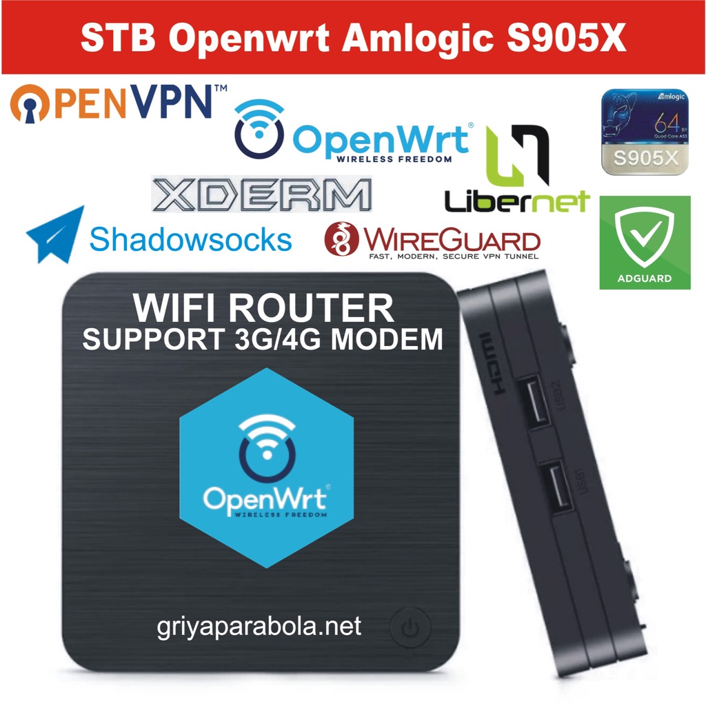 Jual STB OpenWrt wifi router support Modem 3G 4G VPN SSH OpenVpn Xderm ...