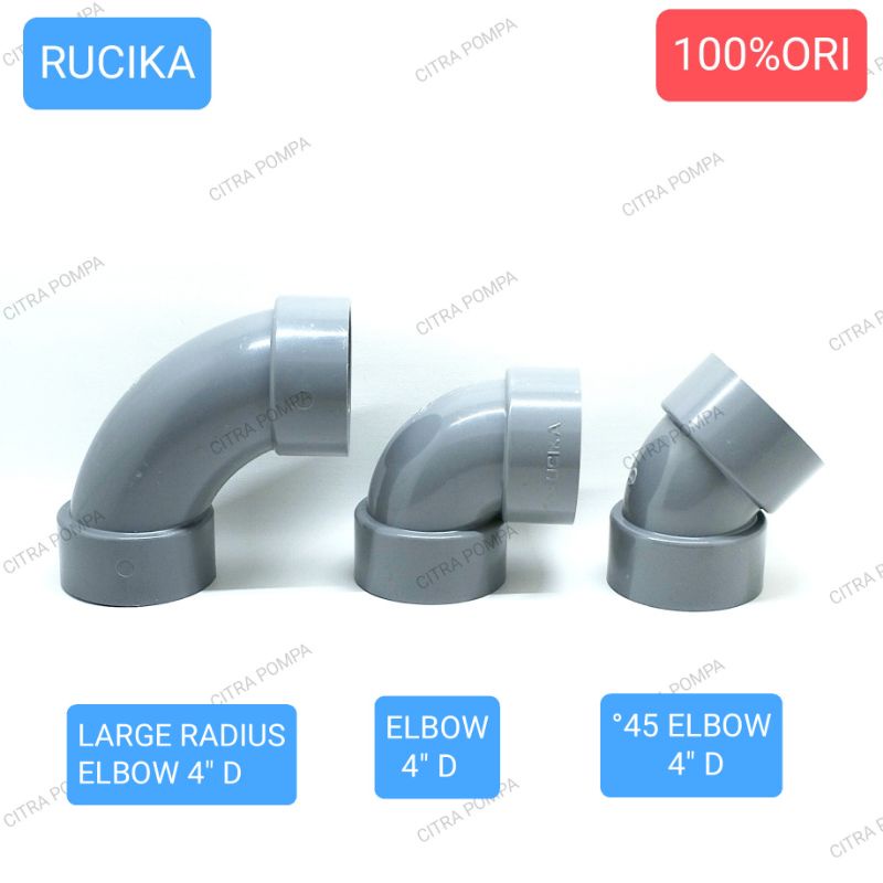 Jual RUCIKA ELBOW 4" D / LARGE RADIUS ELBOW 4" D / °45 ELBOW 4" D / KENI 4" D / KNEE 4" D ...