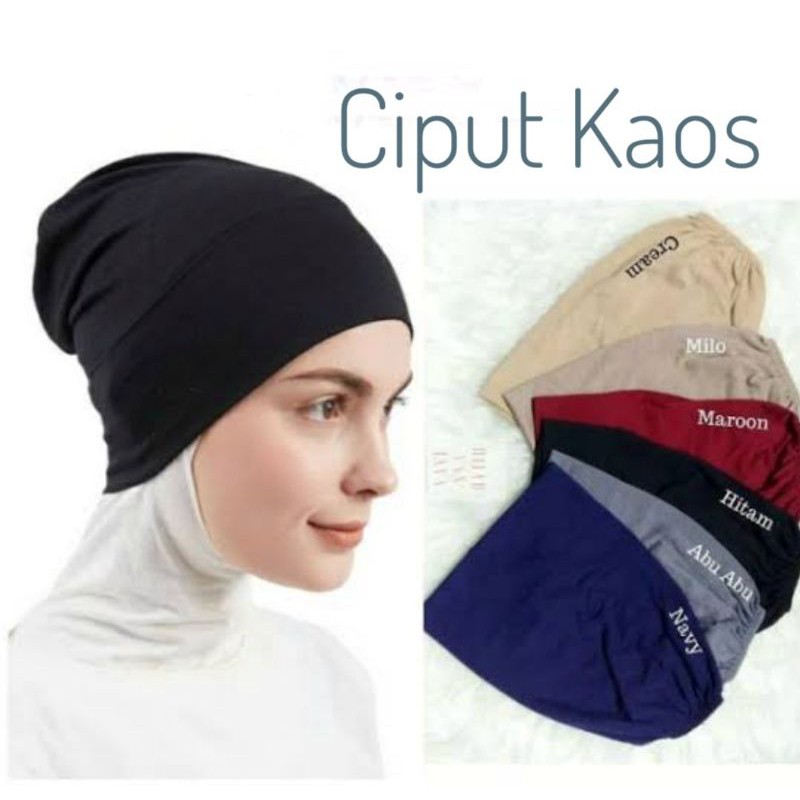 Jual Ciput Iket Kaos Bandana Polos Dalaman Jilbab Serut Belakang ...