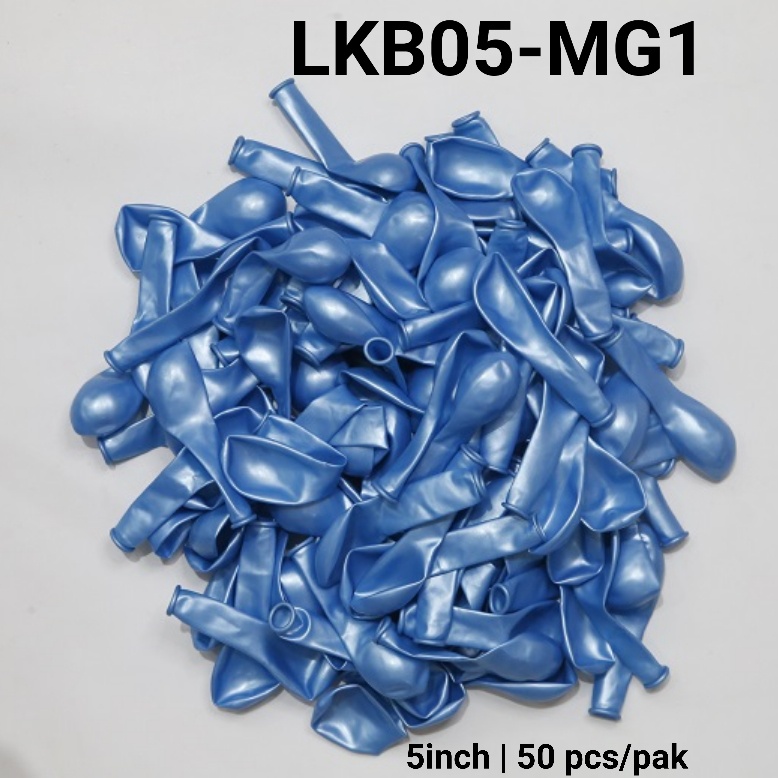 Jual LKB05-MG1 Balon latex 5 inch 1 pak 50 metalik sky blue biru muda ...
