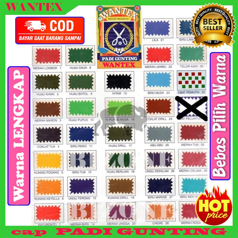 Jual WANTEX Pewarna Pakaian Wantek Wanter Wenter cap Padi Gunting Warna ...